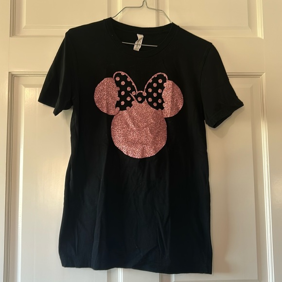 Disney | Tops | Disney Pink Sparkly Glitter Minnie Mouse Silhouette ...